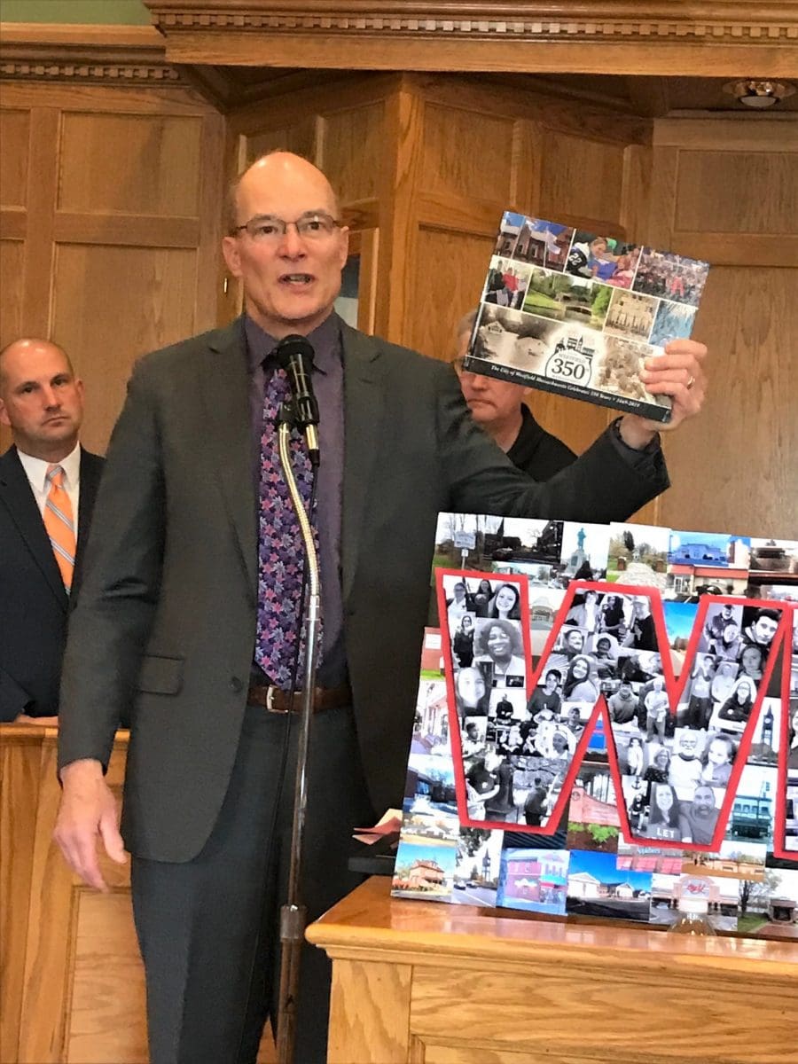 Harry Rock with book - The Westfield News